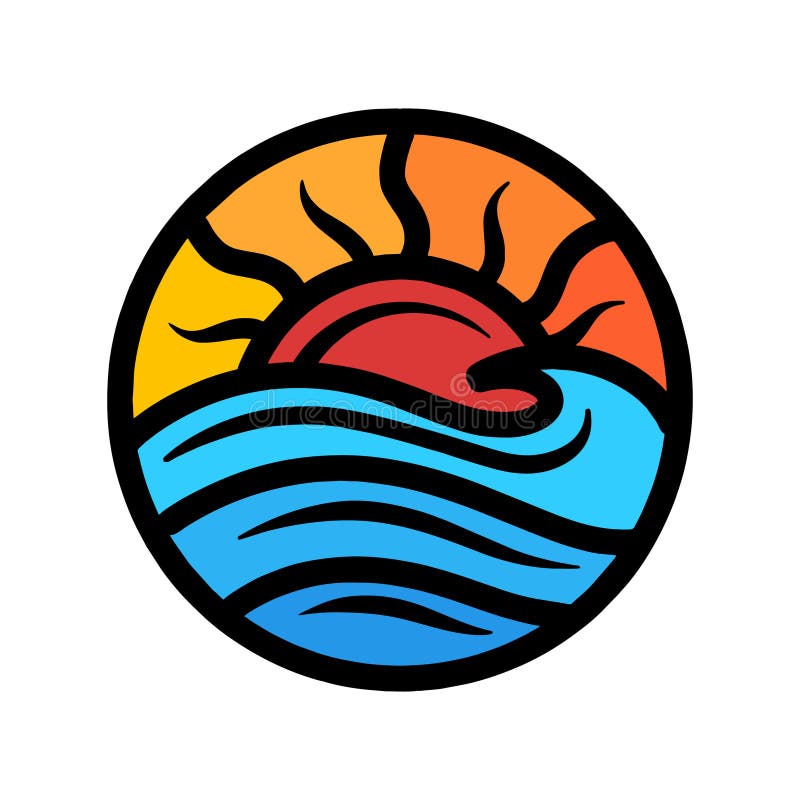 Colourful Ocean Logo Vector Design Illustration Emblem Stock Vector ...