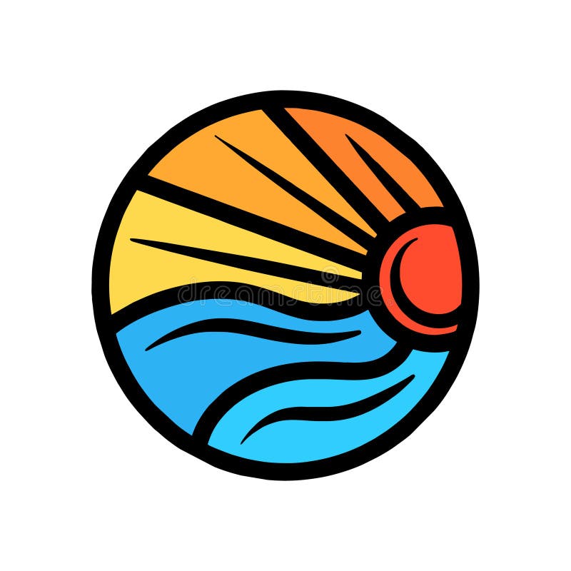 Colourful Ocean Logo Vector Design Illustration Emblem Stock Vector ...