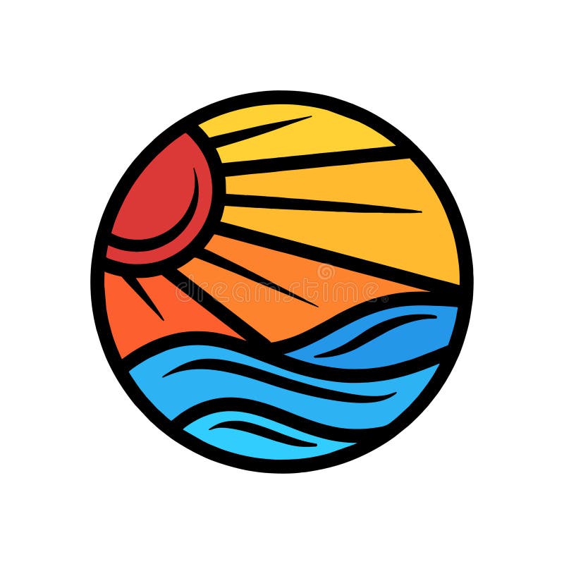 Colourful Ocean Logo Vector Design Illustration Emblem Stock Vector ...