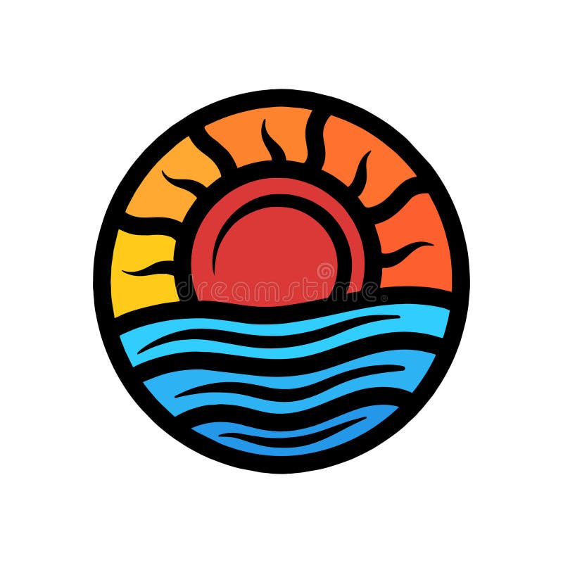 Colourful Ocean Logo Vector Design Illustration Emblem Stock Vector ...