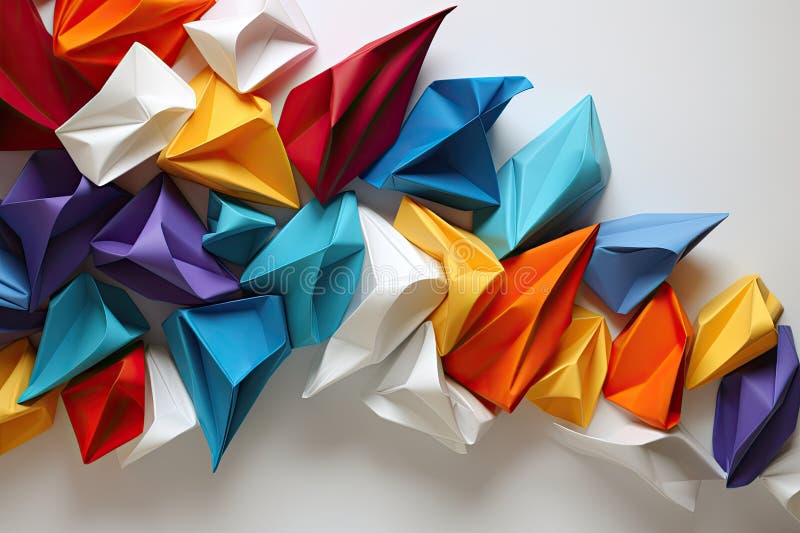 Colourful Origami Paper Sculptures. the Origami Art Stock Illustration ...