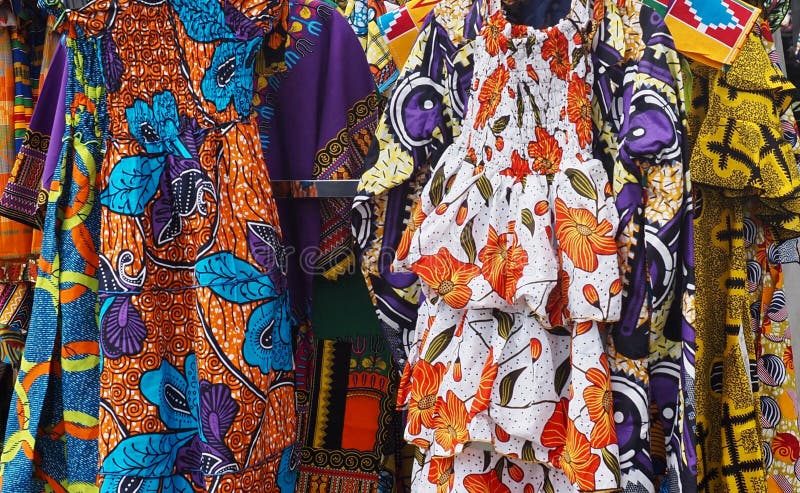 Colourful African Fabrics on Rack Stock Image - Image of dyes, rack ...
