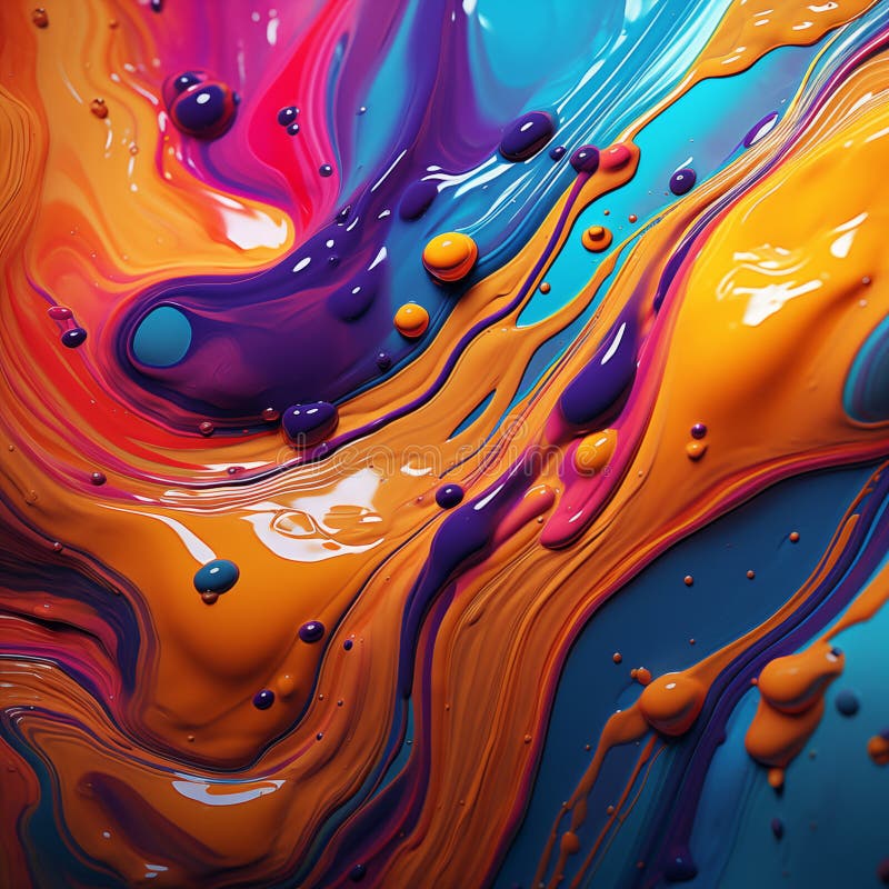 Colourful Paint Fluid Abstract Shapes Wallpaper Stock Photo - Image of ...