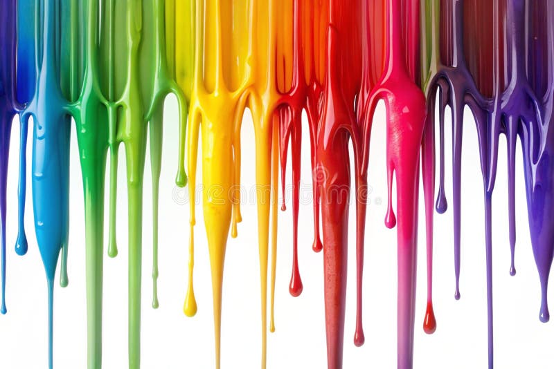 Colourful Paints Dripping Isolated on White Stock Illustration ...