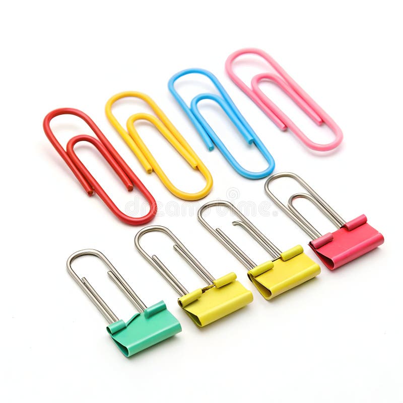Colourful Paper Clips Isolated on White Background Stock Illustration ...