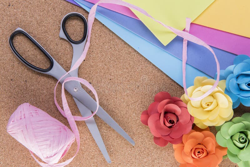 Colourful Paper Craft Background Stock Photo - Image of ribbon, pastel ...