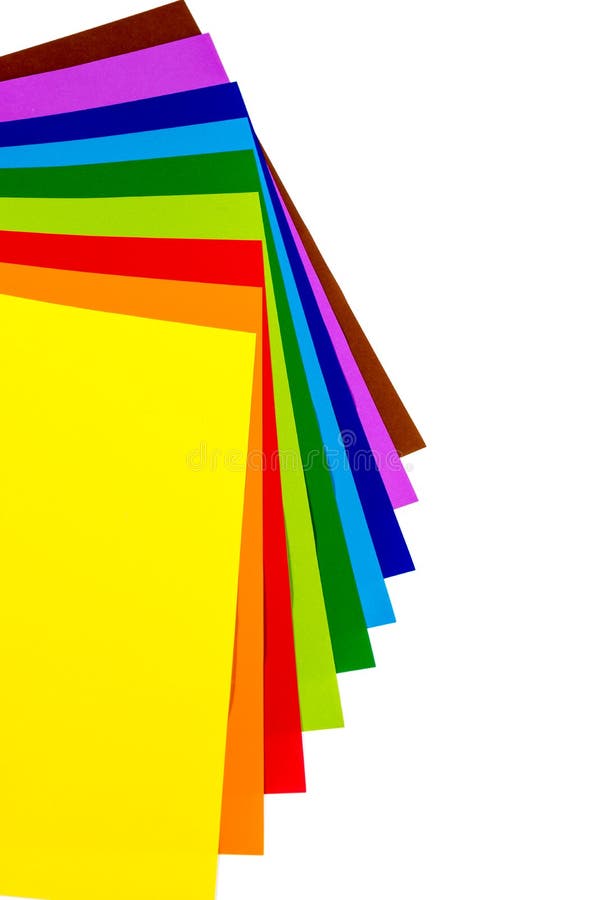 Colourful Paper Isolated on White Stock Image - Image of green, orange ...