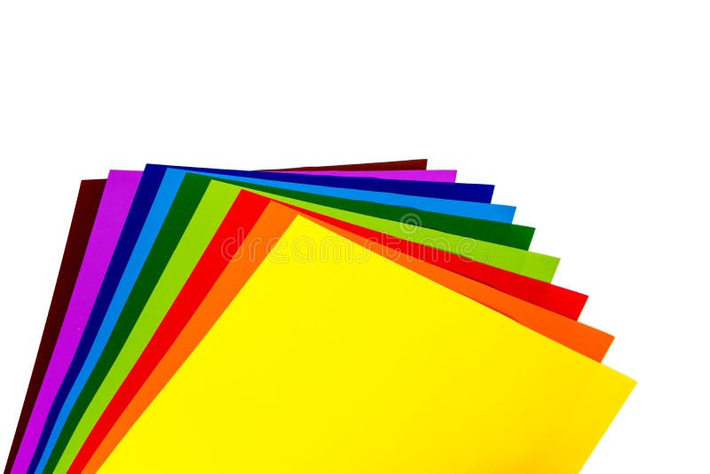 Colourful Paper Isolated on White Stock Image - Image of green, orange ...