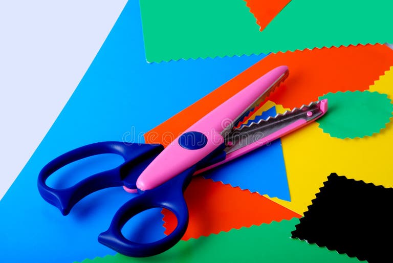 Colourful Paper and Scissors Stock Photo - Image of sharp, desk: 3415250