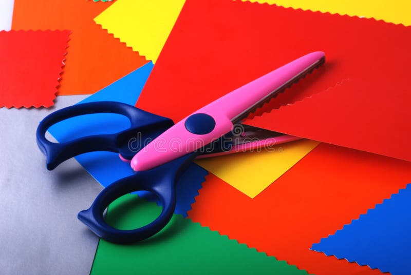 Colourful Paper and Scissors Stock Image - Image of green, greeting ...