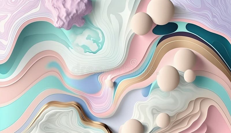 Colourful Pastel Background with Liquid Stripped Marble Pattern in ...