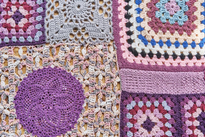 Colourful Patchwork Abstract Background. Different Pieces, Knitted and ...