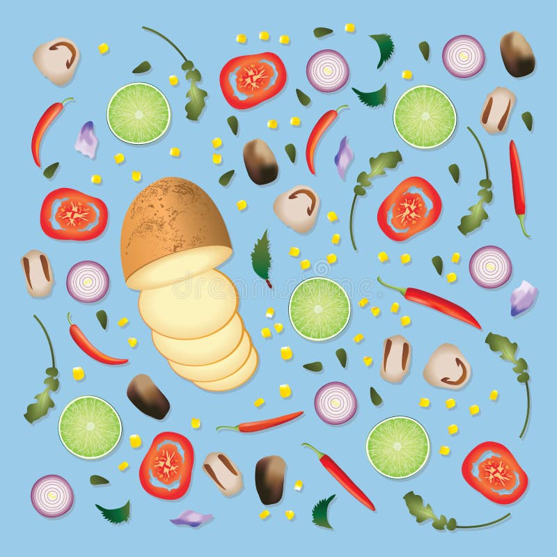 Colourful Pattern Raw Food Background Template Stock Vector ...