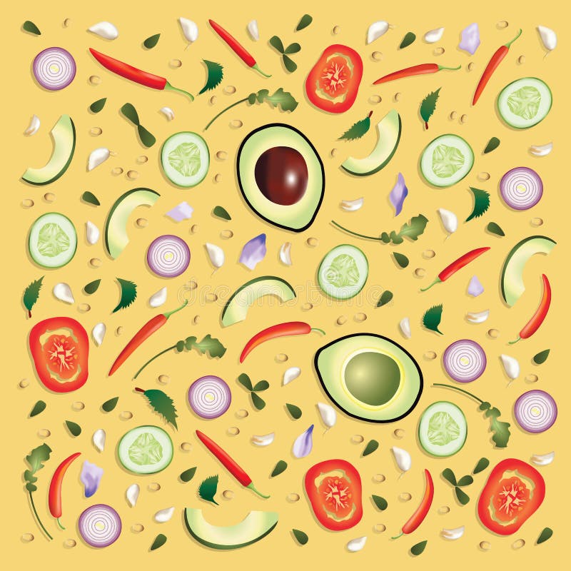 Colourful Pattern Raw Food Background Template Stock Vector ...