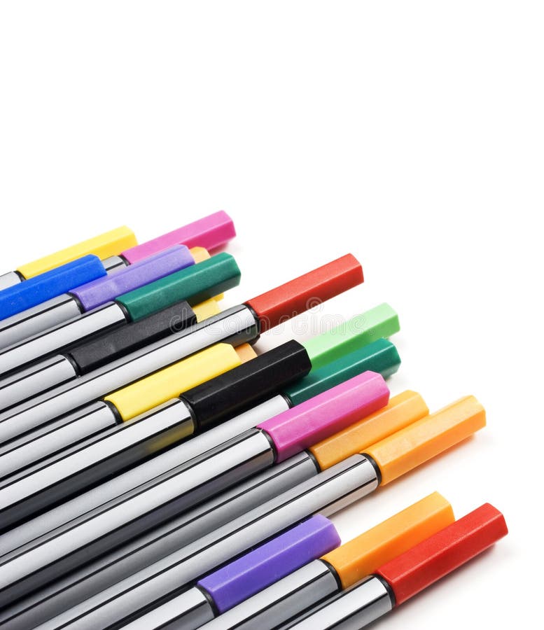 Colourful Pens On A White Background Stock Photo - Image of graphic ... Colourful Pens On A White Background Stock Photo - Image of graphic ...