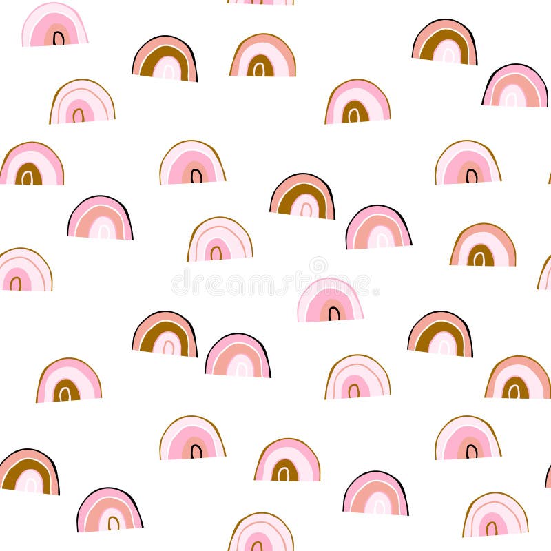 Colourful Pink Rainbow Seamless Pattern. Creative Rainbows Vector ...