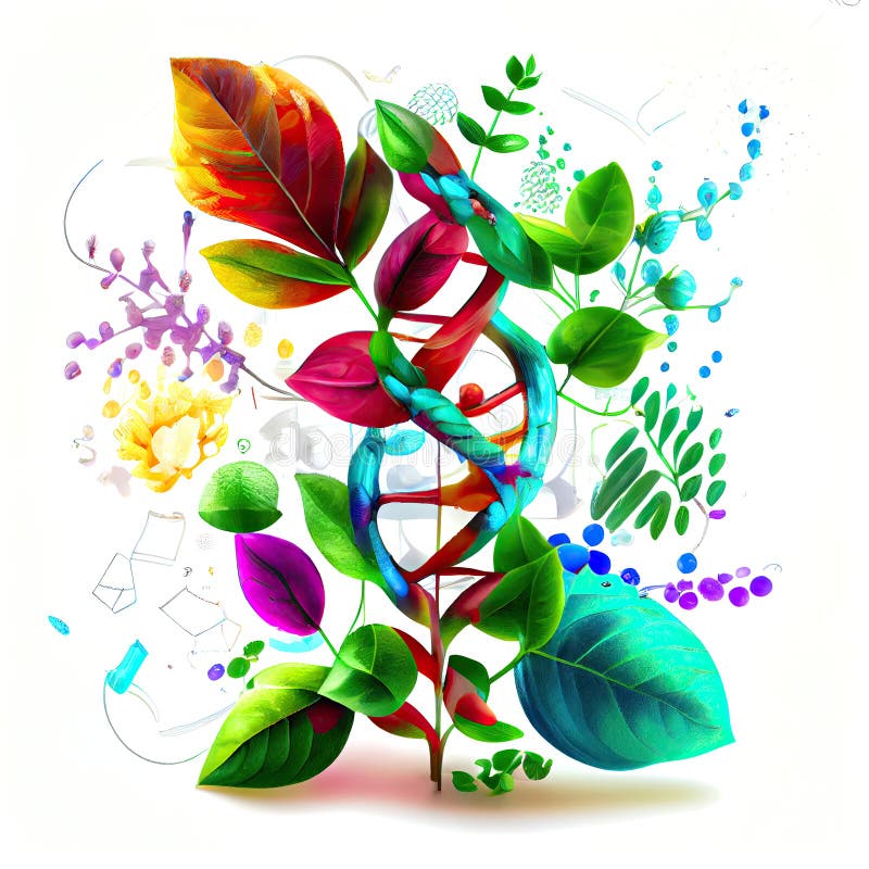 Colourful Plant DNA Spring Time Growth Generative AI Illustration Stock ...