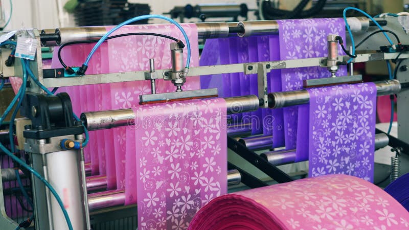 Colourful Plastic Bags Manufacturing Process Stock Video - Video of ...