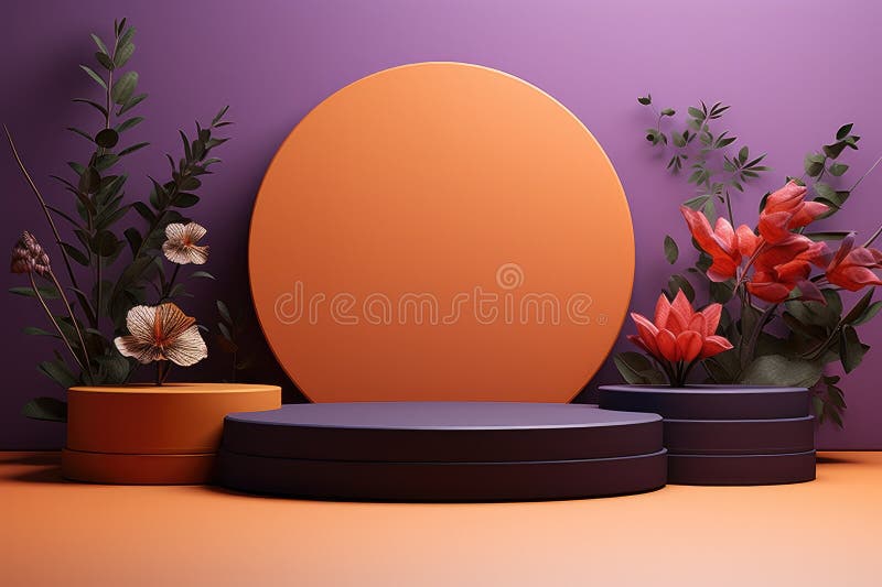 Colourful Podium and Beautiful Lighting. Background for Product ...