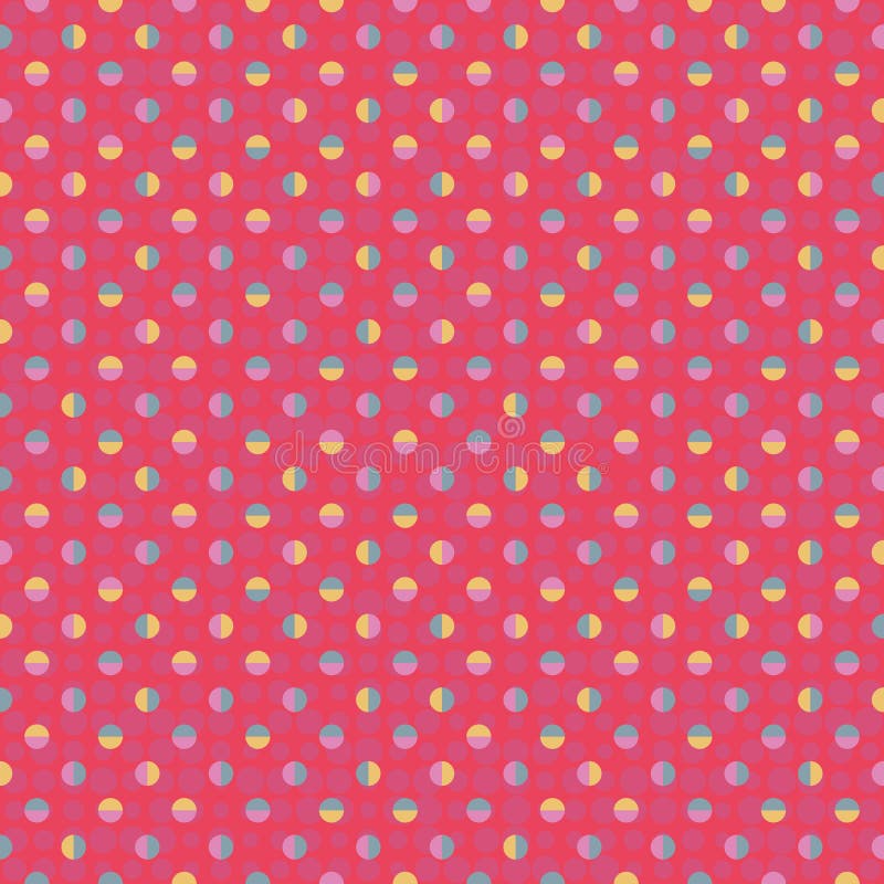Colourful Polka-Dots on Red Background - Seamless Vector Pattern. Bold ... Colourful Polka-Dots on Red Background - Seamless Vector Pattern. Bold ...