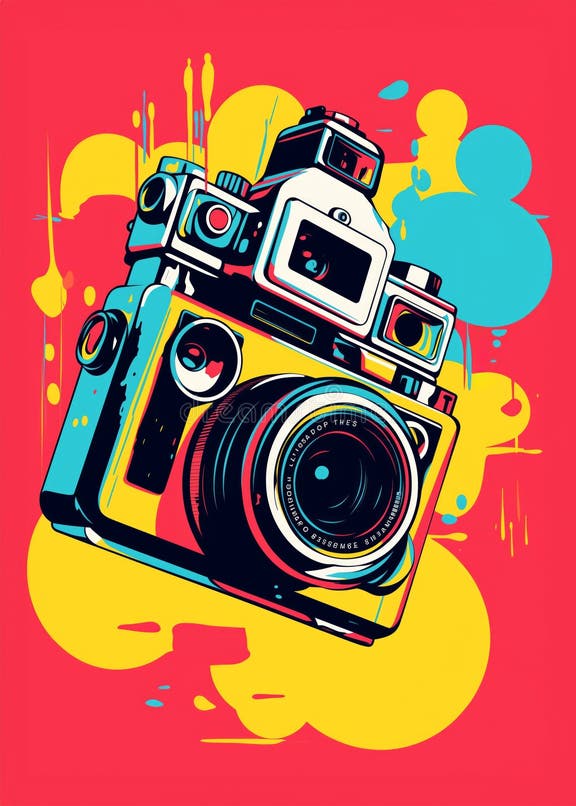 Colourful Pop Art Retro Camera Illustration Stock Illustration ...