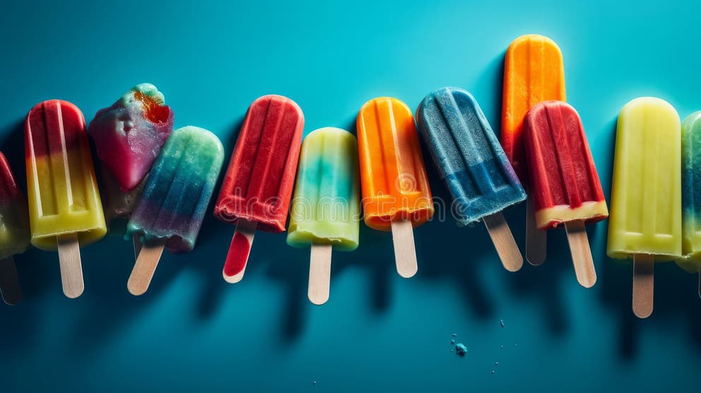 Colourful Popsicles on a Blue Background Stock Illustration ...