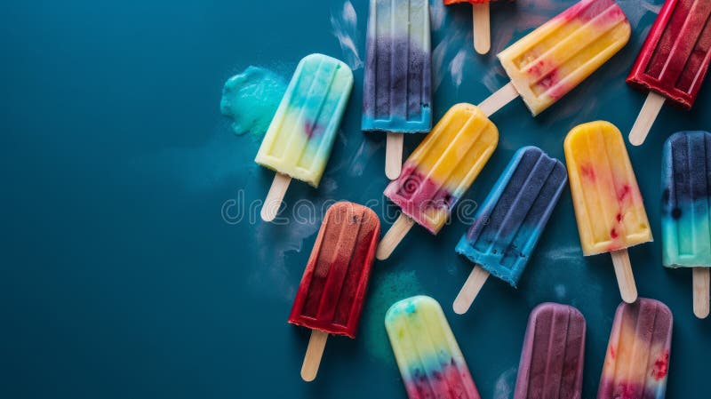 Colourful Popsicles on a Blue Background Stock Illustration ...