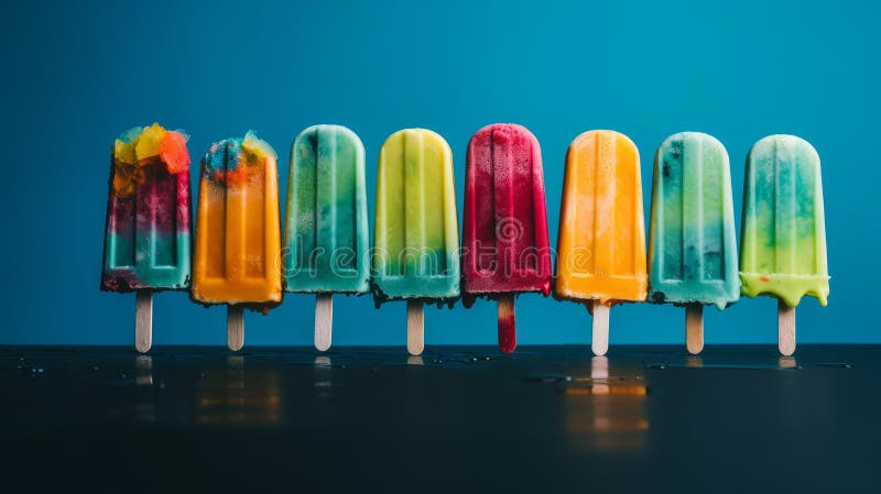 Colourful Popsicles on a Blue Background Stock Illustration ...