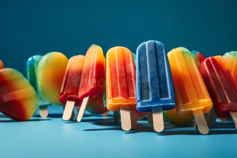 Colourful Popsicles on a Blue Background Stock Illustration ...
