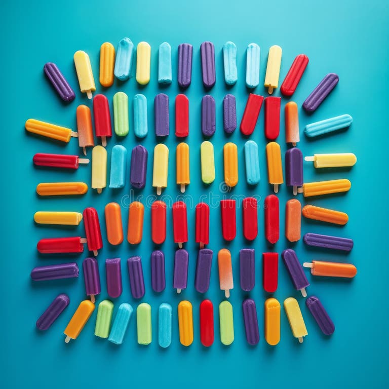 Colourful Popsicles on a Blue Background Stock Illustration ...