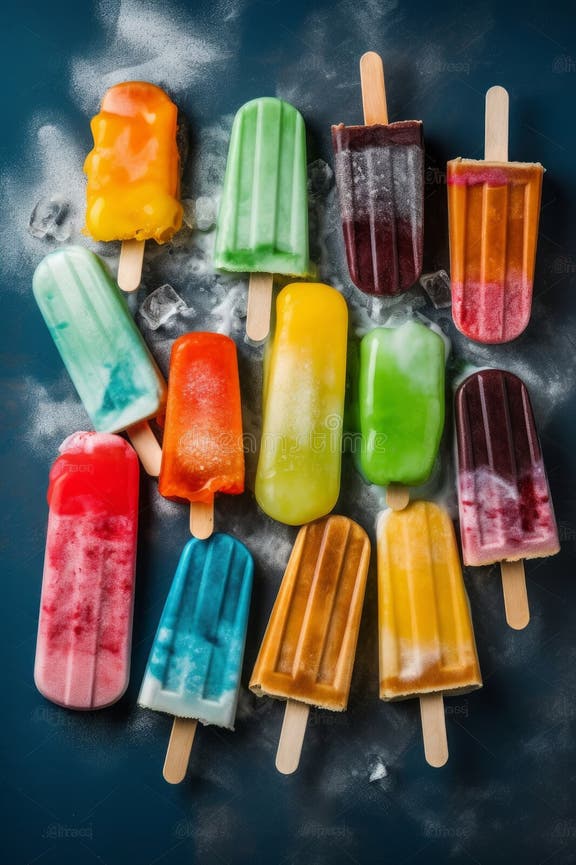 Colourful Popsicles on a Blue Background Stock Illustration ...