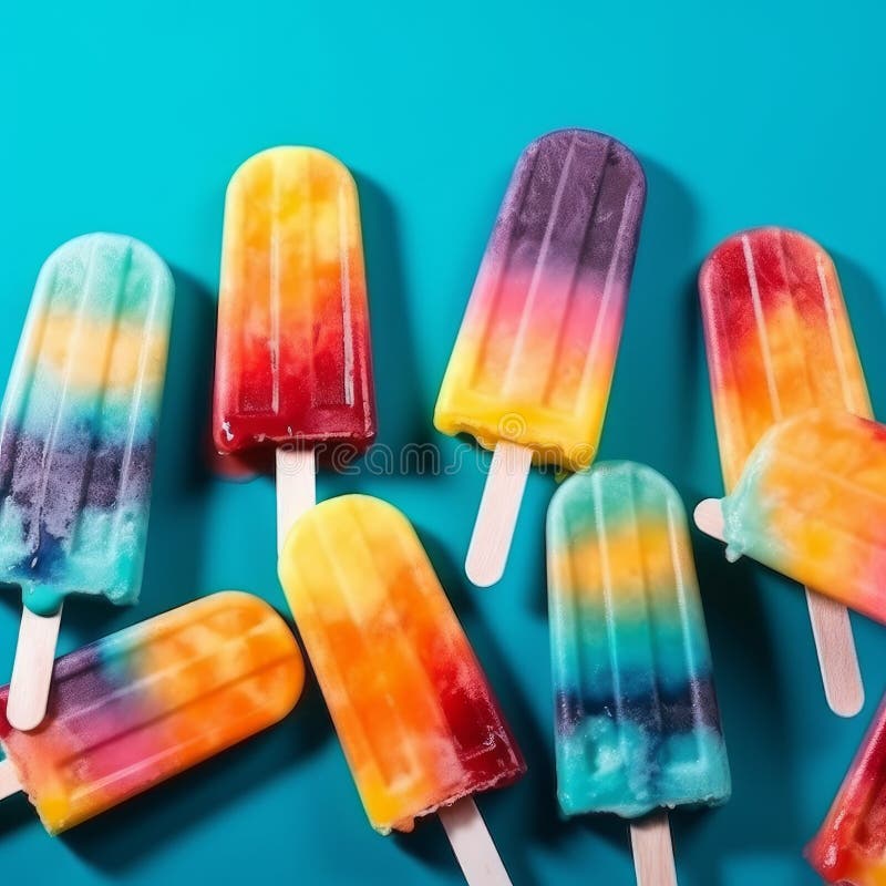 Colourful Popsicles on a Blue Background Stock Illustration ...