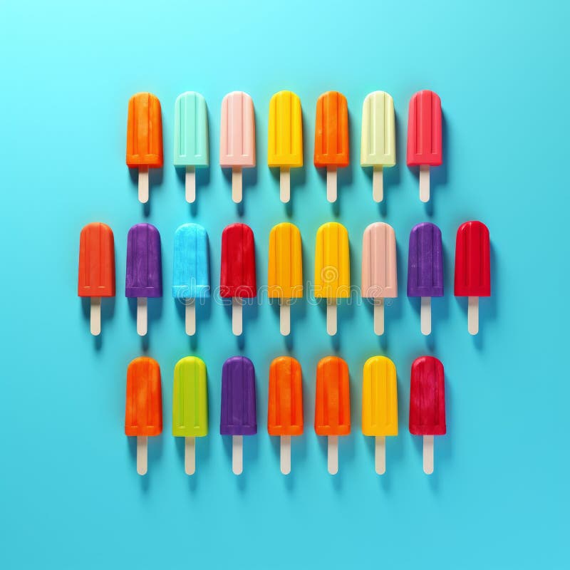 Colourful Popsicles on a Blue Background Stock Illustration ...