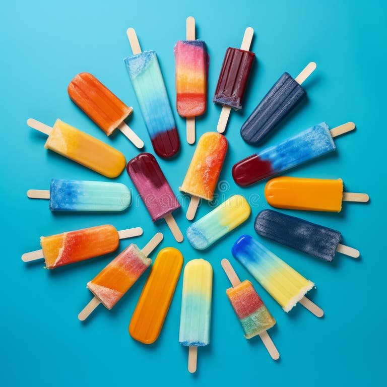 Colourful Popsicles on a Blue Background Stock Illustration ...