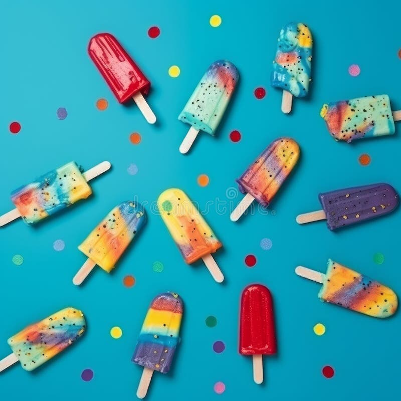 Colourful Popsicles on a Blue Background Stock Illustration ...