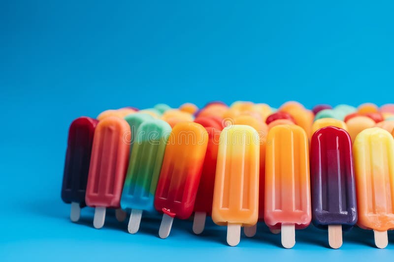 Colourful Popsicles on a Blue Background Stock Illustration ...