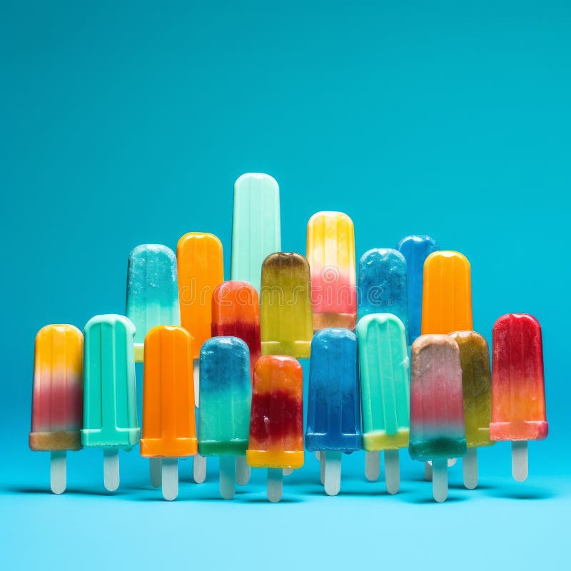 Colourful Popsicles on a Blue Background Stock Illustration ...