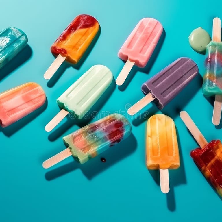 Colourful Popsicles on a Blue Background Stock Illustration ...