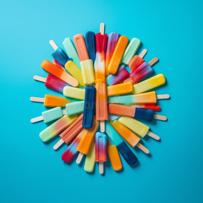 Colourful Popsicles on a Blue Background Stock Illustration ...