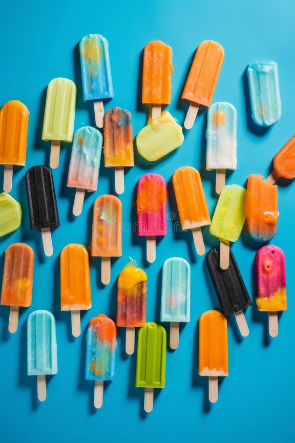 Colourful Popsicles on a Blue Background Stock Illustration ...