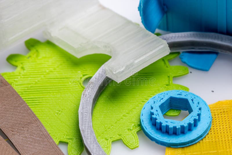 Colourful Printed Parts Using 3d Printer Stock Image - Image of ...