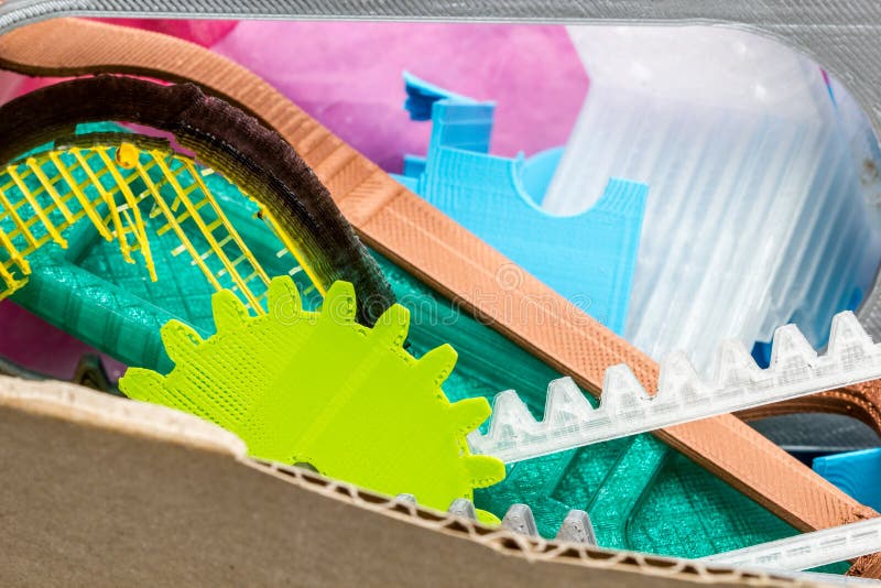Colourful Printed Parts Using 3d Printer Stock Image - Image of ...