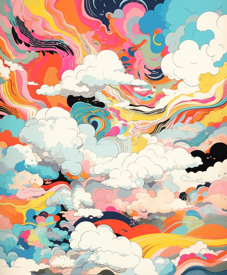 Colourful Psychedelic Clouds Graphics Illustration Stock Illustration ...