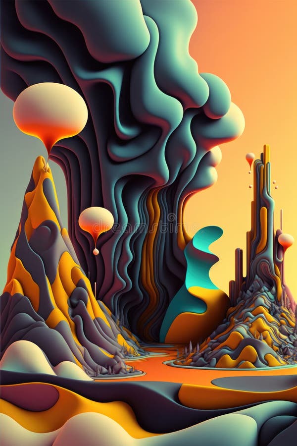 Colourful and Psychedelic Planet with Mountains, Created Using ...