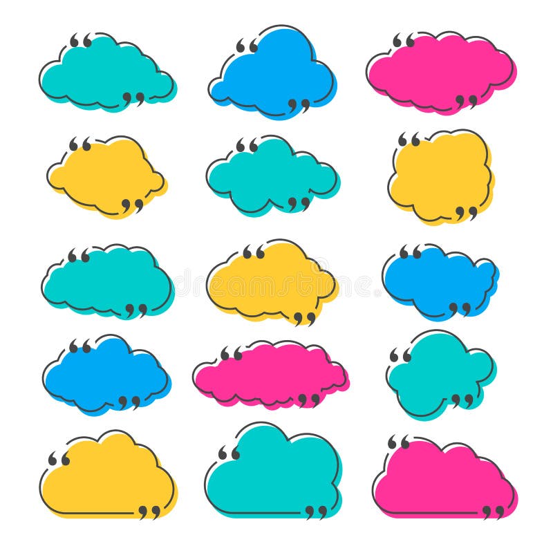 Colourful Quote Box Frame Set As Clouds Isolated on White Background ...