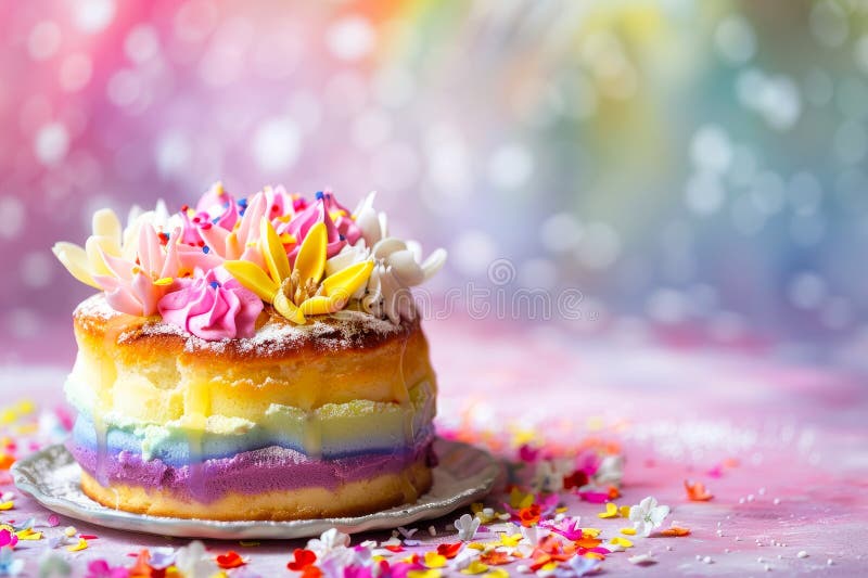 A Colourful Rainbow Cake, Which is Made of Multiple Sponge Layers that ...