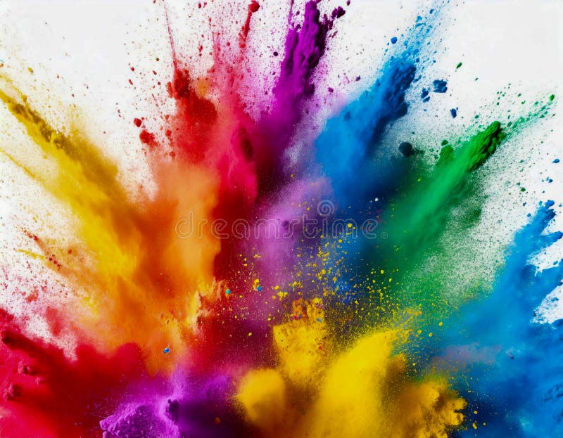 Colourful Rainbow Colored Paint Color Powder Explosion Isolated White ...