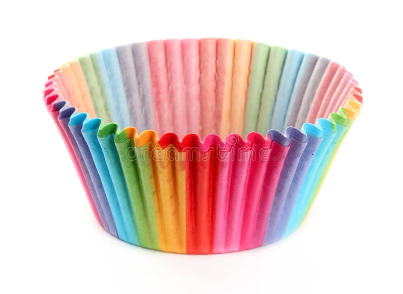 Colourful Rainbow Paper Baking Cases Isolated on White Stock Photo ...
