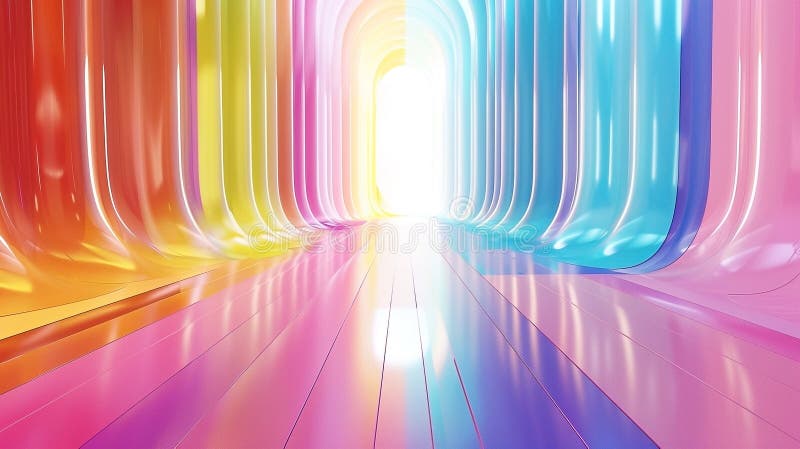 Colourful Rainbow Spectrum Rendering Empty Room with Bright Rays and ...