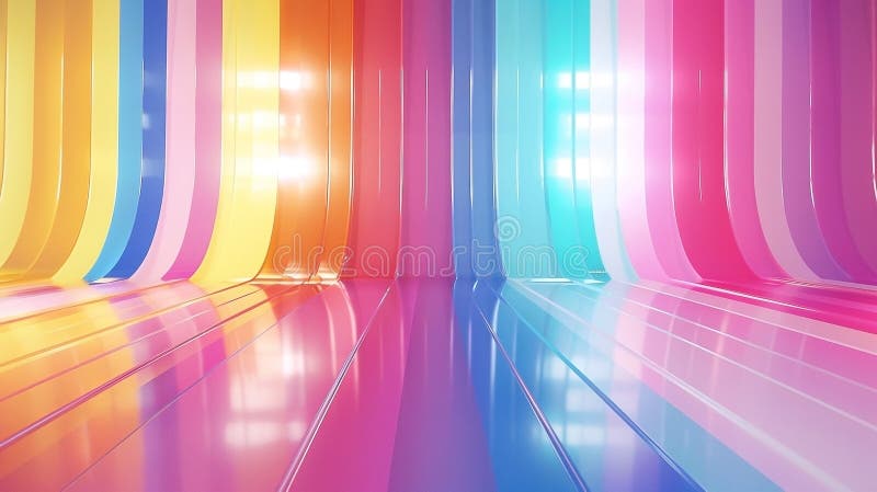 Colourful Rainbow Spectrum Rendering Empty Room with Bright Rays and ...